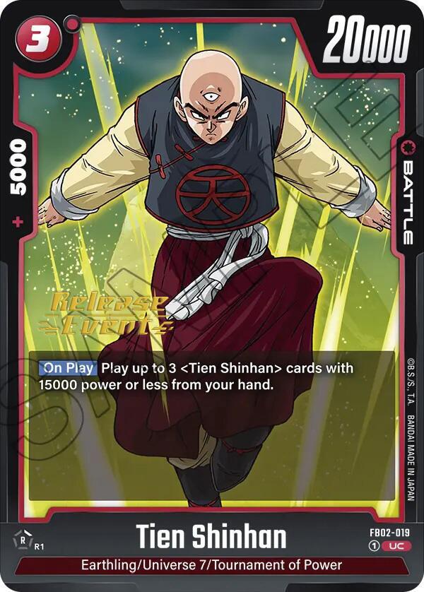 Tien Shinhan - FB02-019 - Blazing Aura Release Event Cards - Dragon ...