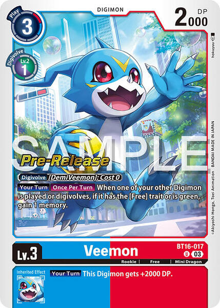 Veemon - Beginning Observer Pre-Release Cards - Digimon Card Game ...