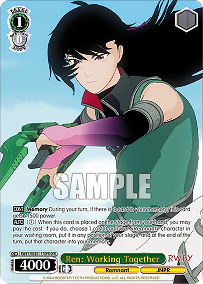 Ren: Working Together (OFR) - RWBY Premium Booster - Weiss Schwarz