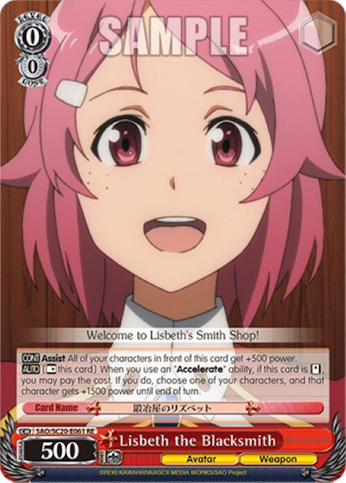 Lisbeth the Blacksmith - Sword Art Online Chronicle Set - Weiss Schwarz ...