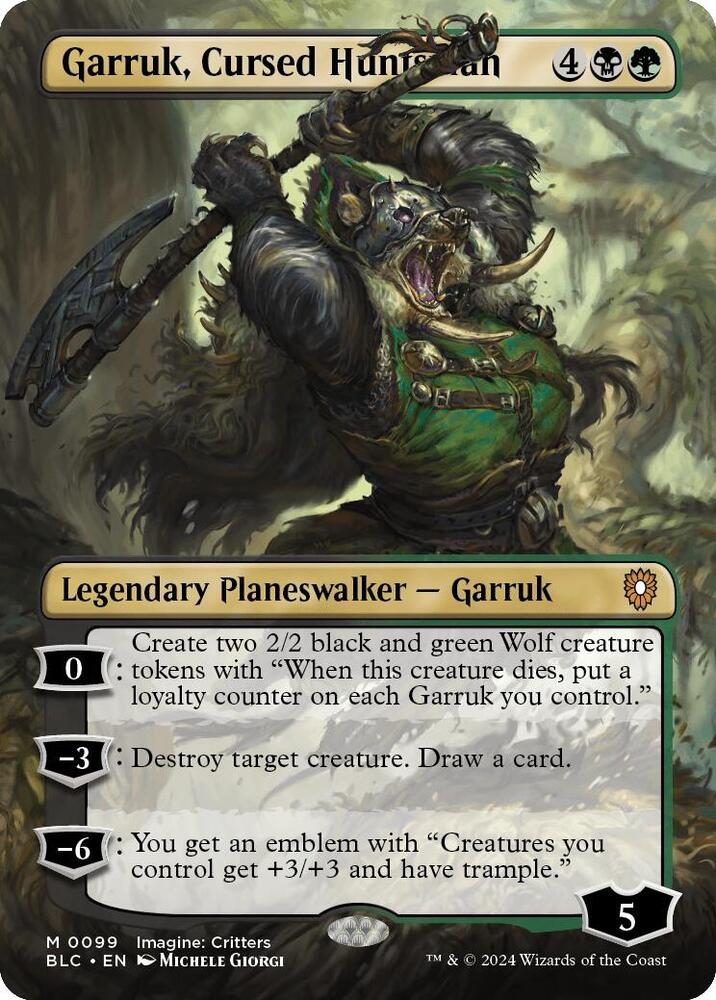 Garruk, Cursed Huntsman (Borderless) - Commander: Bloomburrow - Magic ...