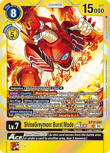 ShineGreymon: Burst Mode ACE - Secret Crisis - Digimon Card Game ...