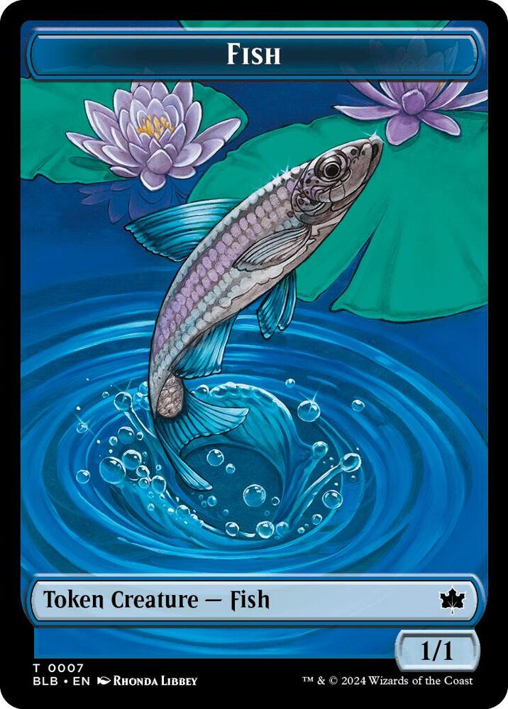 Fish // Iridescent Vinelasher Double-Sided Token - Bloomburrow - Magic ...