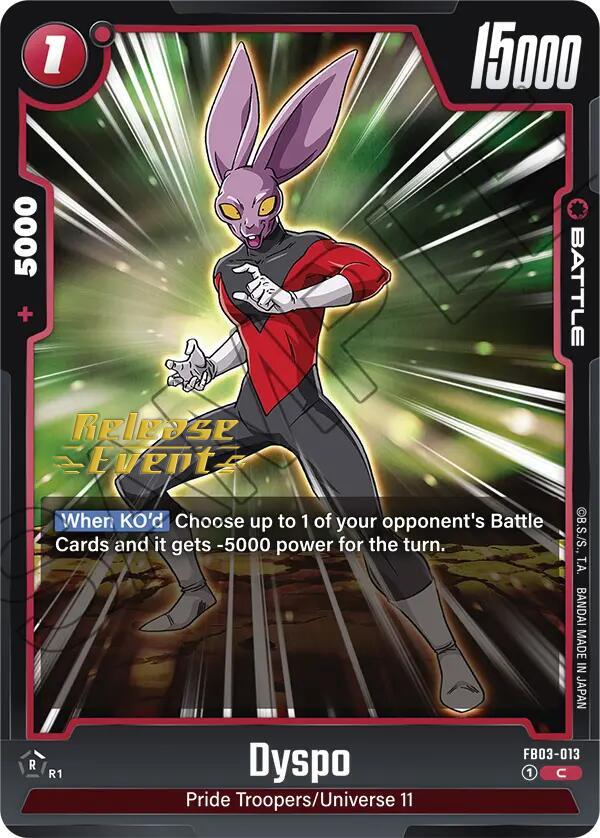 Dyspo - FB03-013 - Raging Roar Release Event Cards - Dragon Ball Super ...