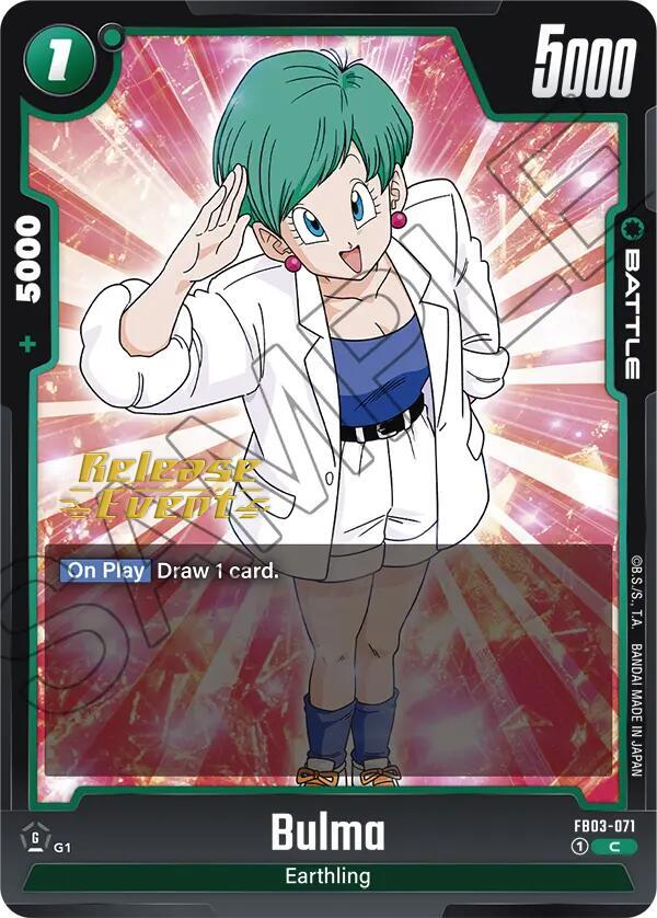 Bulma - FB03-071 - Raging Roar Release Event Cards - Dragon Ball Super ...