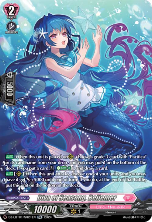 Diva of Seasong, Bellemer (SR) - DZ-LBT01: Lyrical Monasterio Sparkling Stars! - Cardfight Vanguard