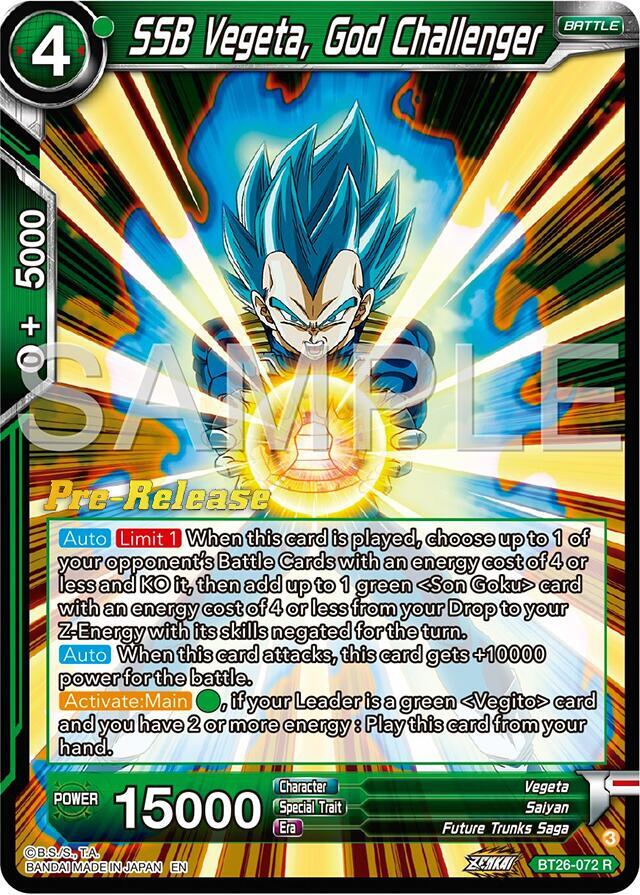 SSB Vegeta, God Challenger - Ultimate Advent Pre-Release Cards - Dragon ...