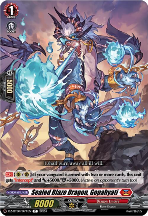 Sealed Blaze Dragon, Gopahyati - DZ-BT04: Destined Showdown - Cardfight Vanguard