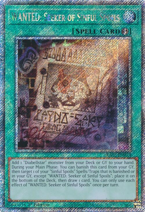 WANTED: Seeker of Sinful Spoils (Platinum Secret Rare) - Quarter Century Bonanza - YuGiOh ...