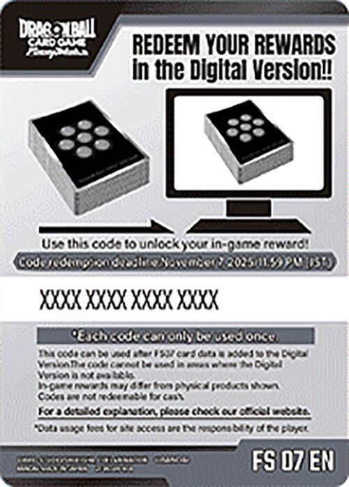 Code Card - Starter Deck 7: Vegeta (Mini) (FS07) - Starter Deck 7 ...