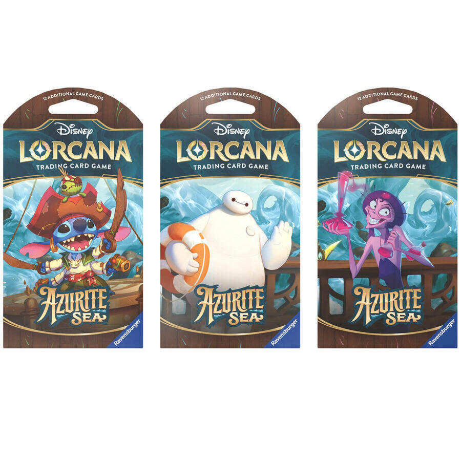 Disney Lorcana: Azurite Sea Sleeved Booster Pack Art Bundle [Set of 3 ...