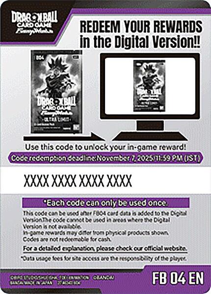 Code Card - Ultra Limit Booster (FB04) - Ultra Limit - Dragon Ball ...
