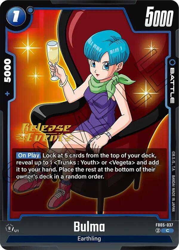 Bulma - FB05-037 - New Adventure Release Event Cards - Dragon Ball ...