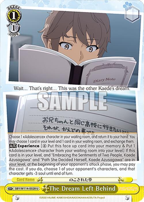 The Dream Left Behind - Rascal Does Not Dream Series - Weiss Schwarz ...