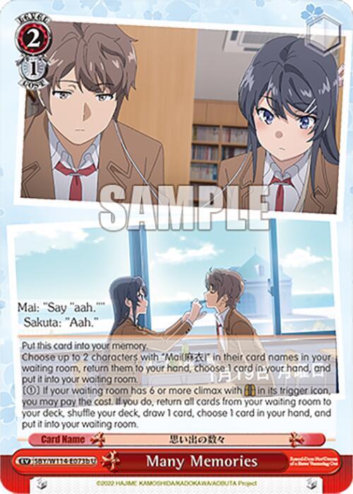 Many Memories (B) - Rascal Does Not Dream Series - Weiss Schwarz ...