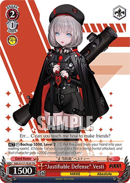 "Justifiable Defense" Vesti - GODDESS OF VICTORY: NIKKE - Weiss Schwarz ...