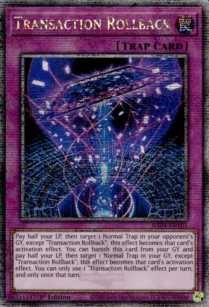 Transaction Rollback (Quarter Century Secret Rare) - Quarter Century Stampede - YuGiOh ...