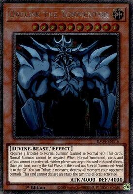 Obelisk the Tormentor (Platinum Secret Rare) - Quarter Century Stampede ...