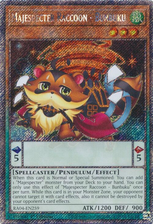 Majespecter Raccoon - Bunbuku (Platinum Secret Rare) - Quarter Century Stampede - YuGiOh ...