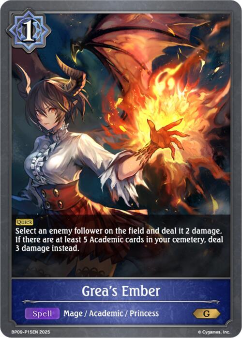 Grea's Ember - P15EN (Foil) - BP09: Duet of Dawn and Dusk - Shadowverse ...