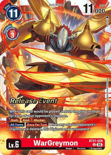 WarGreymon - World Convergence Release Event Cards - Digimon Card Game ...