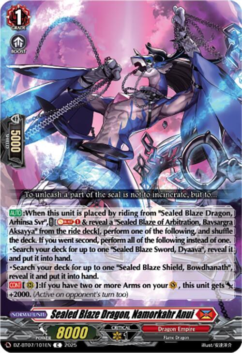 Sealed Blaze Dragon, Namorkahr Anui - DZ-BT07: Moon Fangs & Cerulean Blaze - Cardfight Vanguard ...