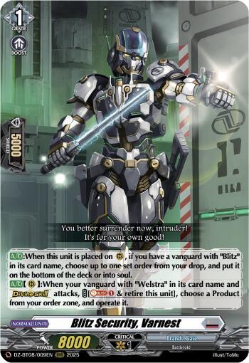 Blitz Security, Varnest - DZ-BT08: Knights 0f Rebirth - Cardfight Vanguard - TCGplayer.com