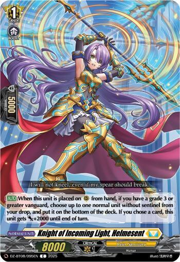 Knight of Incoming Light, Helmesent - DZ-BT08: Knights 0f Rebirth - Cardfight Vanguard ...