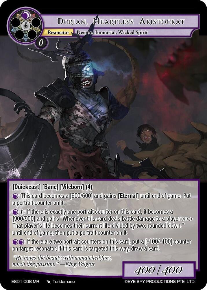 Dorian, Heartless Aristocrat - Evil Cluster Starter Deck 1: Valgott - Force of Will - TCGplayer.com