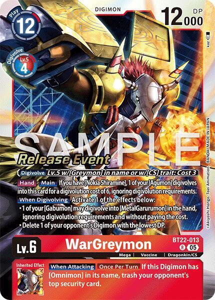 WarGreymon - Cyber Eden Release Event Cards - Digimon Card Game ...