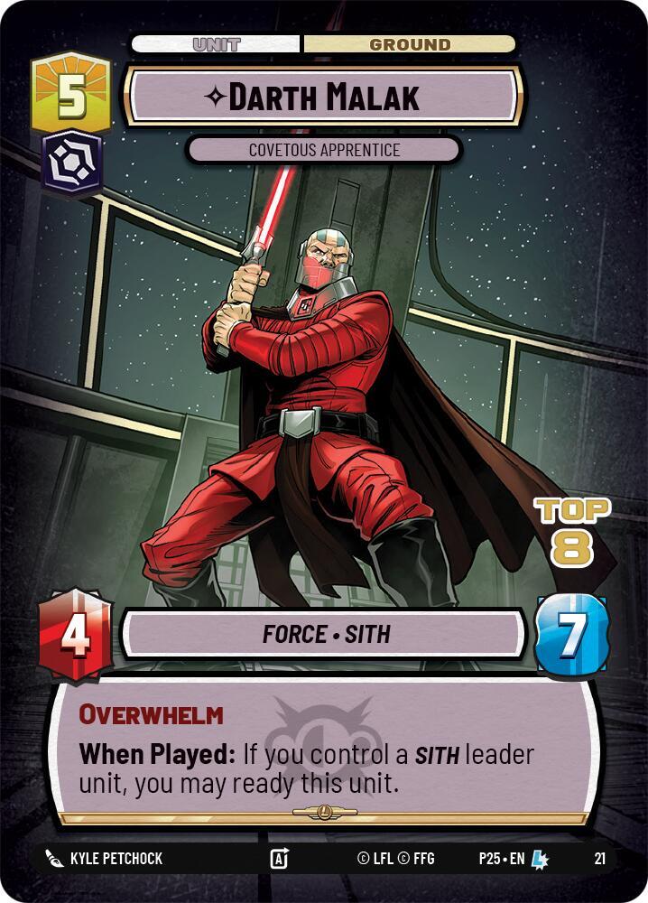 Darth Malak - Covetous Apprentice (Top 8) - Organized Play Promos ...