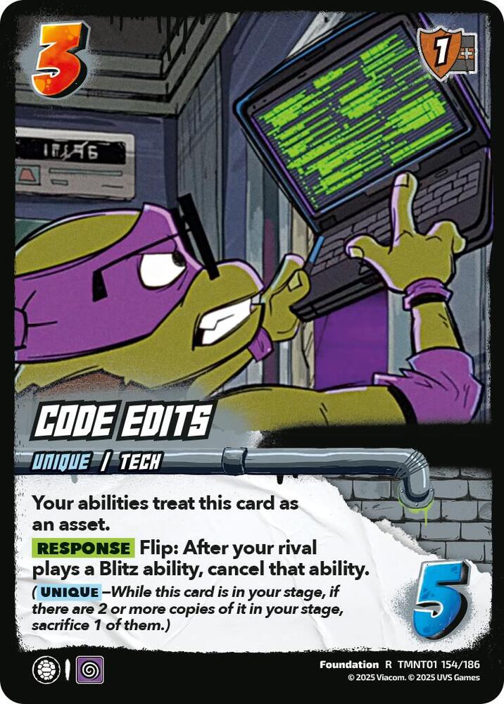 Code Edits - Teenage Mutant Ninja Turtles - UniVersus - TCGplayer.com