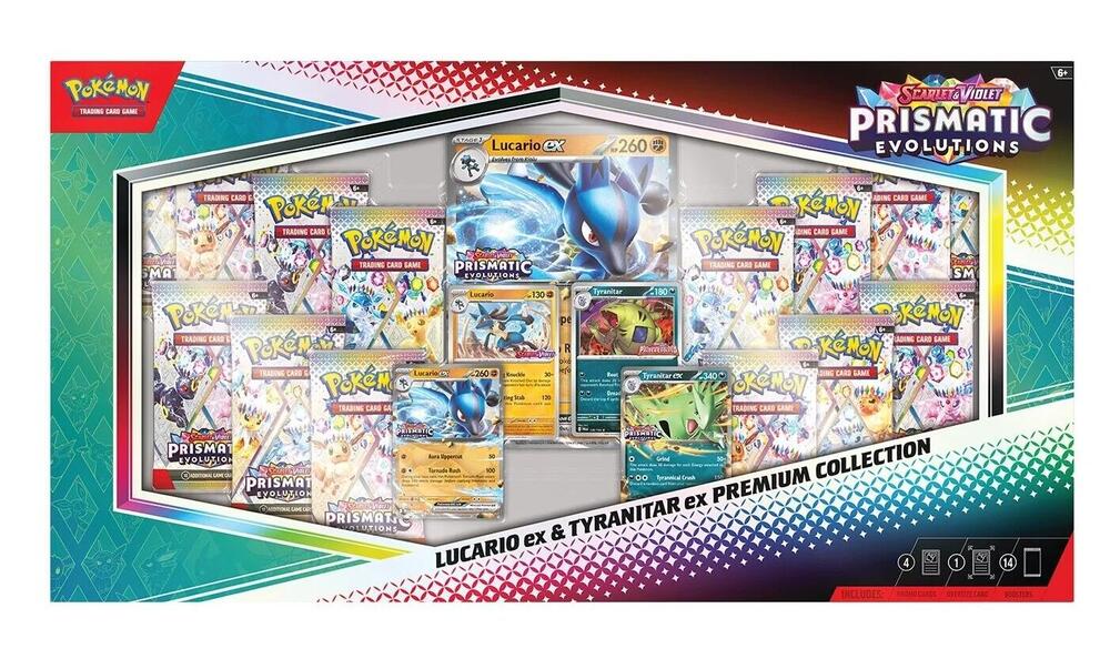 Prismatic Evolutions Lucario ex & Tyranitar ex Premium Collection (Sam ...
