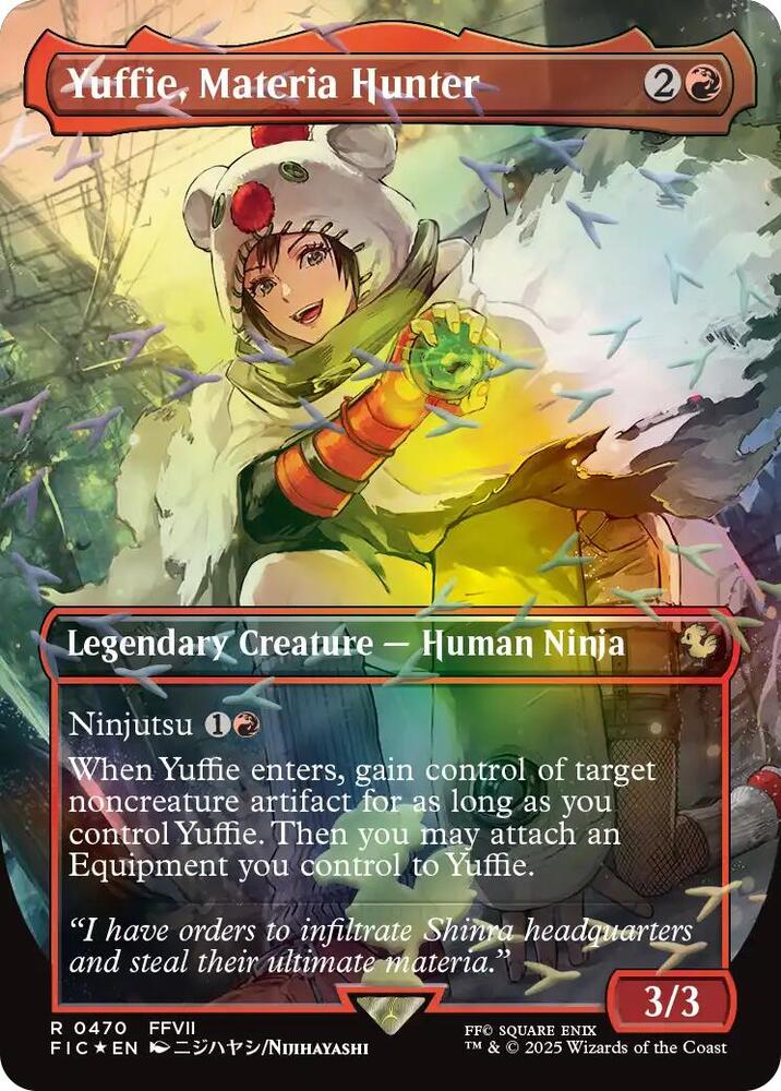 Yuffie, Materia Hunter (Borderless) (Chocobo Track Foil) - Commander: FINAL FANTASY - Magic: The ...