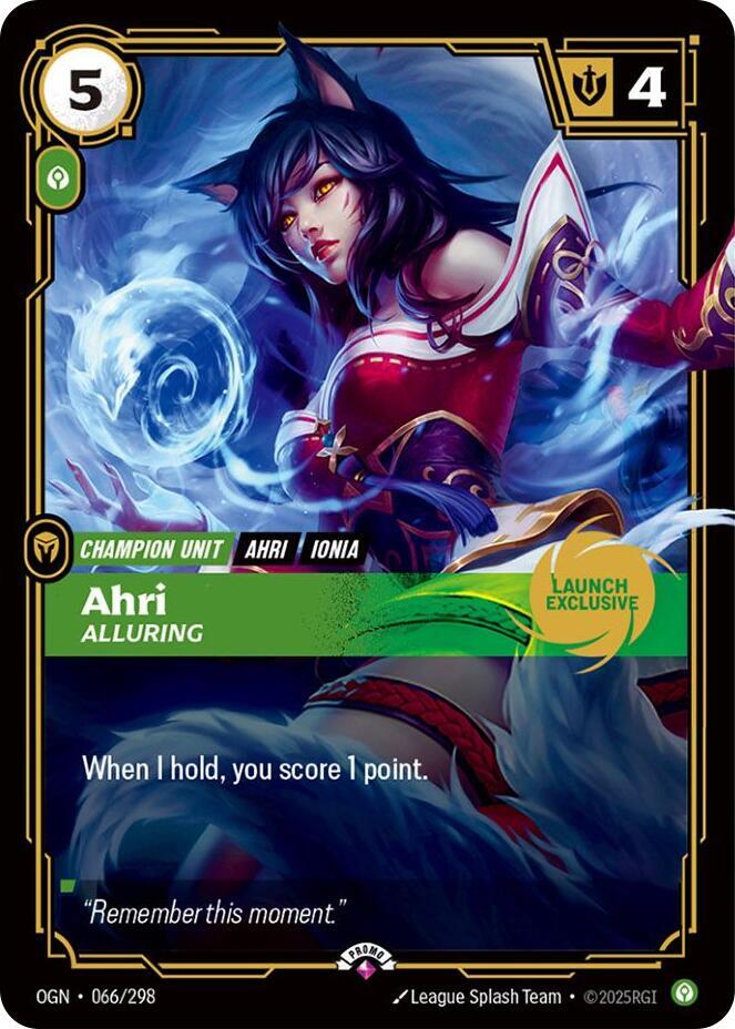Ahri - Alluring (Launch Exclusive) - Riftbound Promotional Cards ...