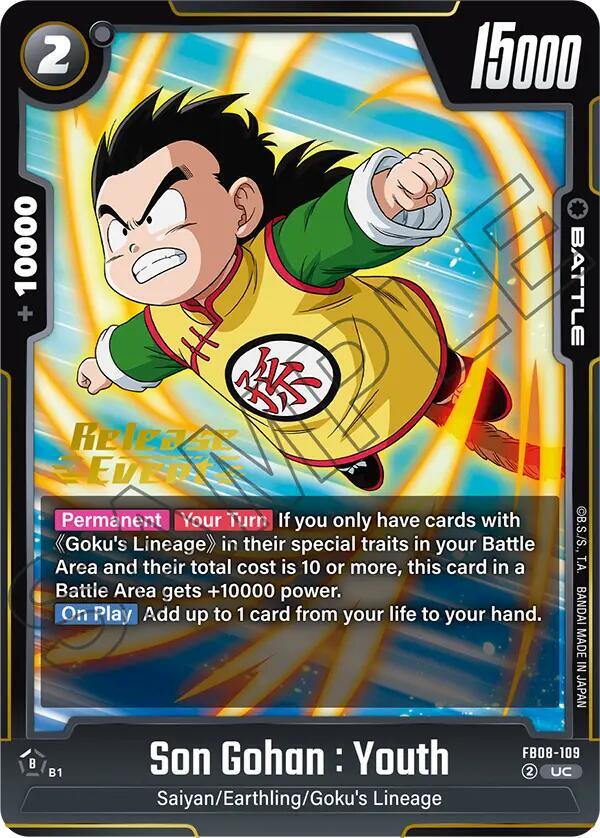 Son Gohan : Youth - FB08-109 - Saiyan's Pride Release Event Cards ...