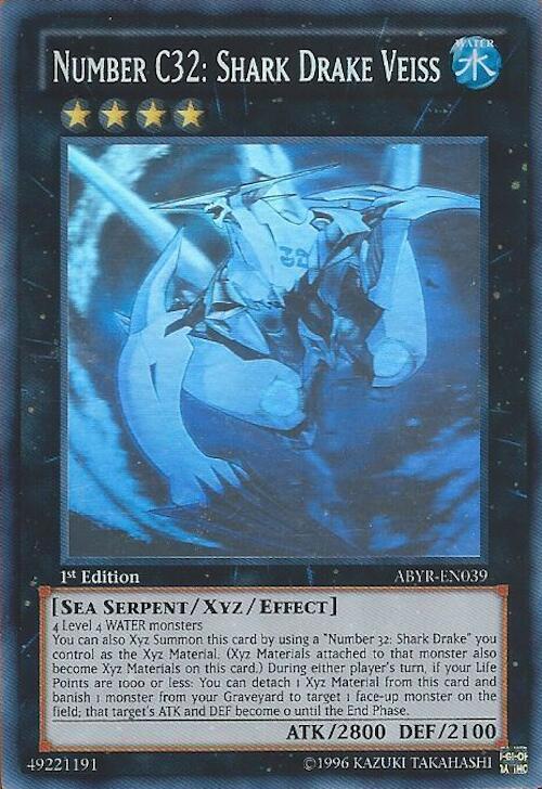 Number C32: Shark Drake Veiss (Ghost Rare) - Abyss Rising - YuGiOh ...