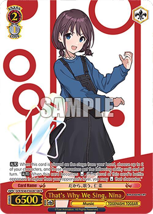 That's Why We Sing, Nina (GBCR) - Girls Band Cry Premium Booster ...
