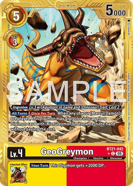 GeoGreymon - BT21-042 (Gold Border) - Advanced Booster Digimon ...