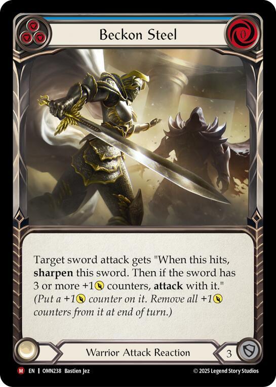 Beckon Steel (Blue) - Omens of the Third Age - Flesh and Blood TCG ...