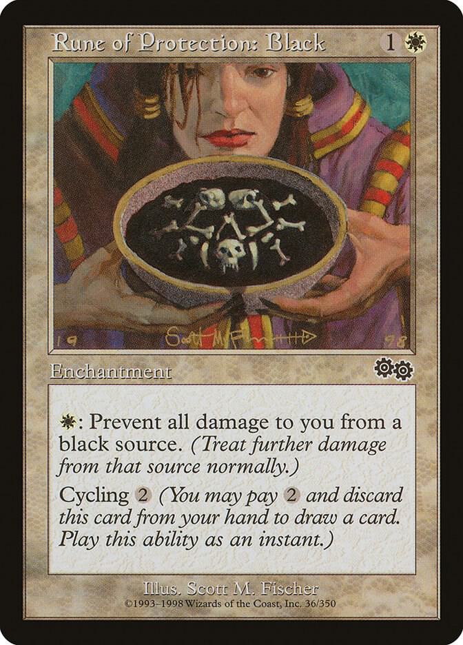 Rune of Protection: Black - Urza's Saga - Magic: The Gathering ...